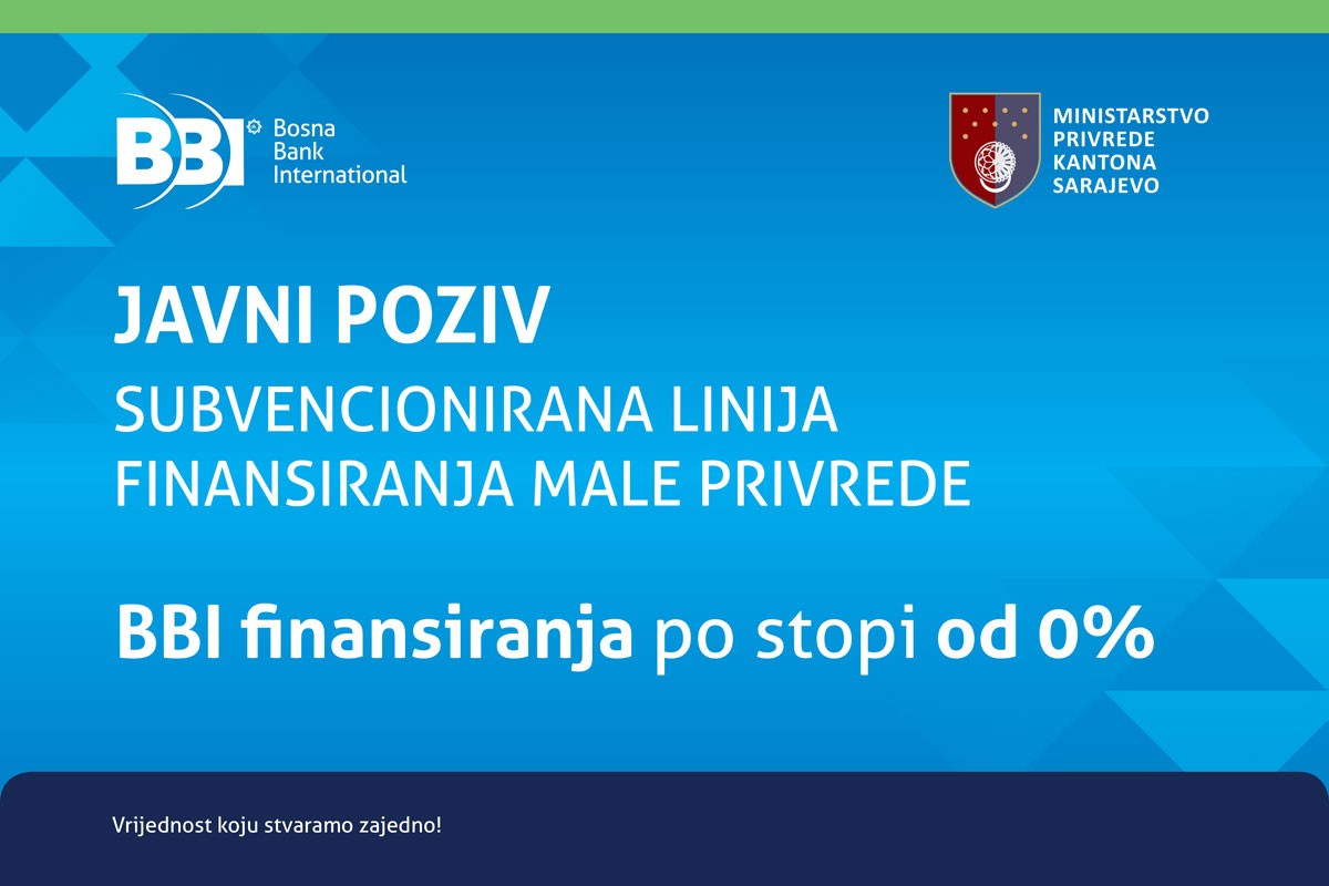 BBI banka objavila Javni poziv o liniji poticajnih finansiranja ...