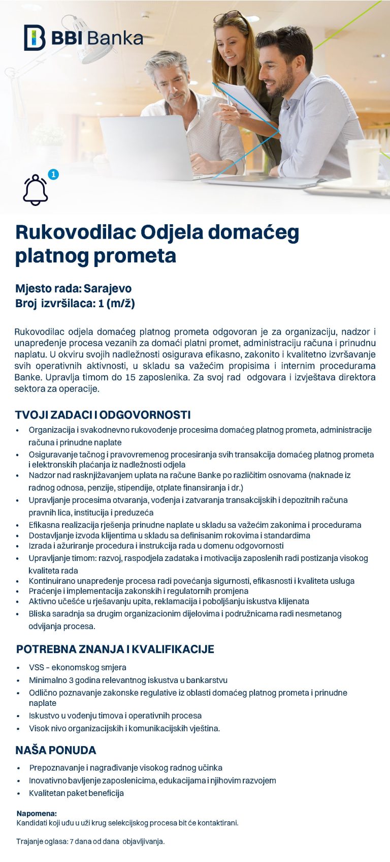 Otvorene pozicije | Bosna Bank International